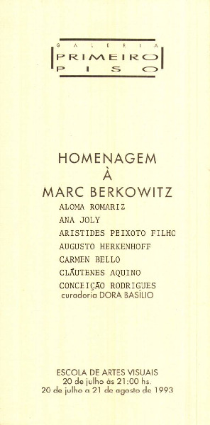 [Homenagem à Marc Berkowitz – Lista de artistas] – Acervo Memória Lage