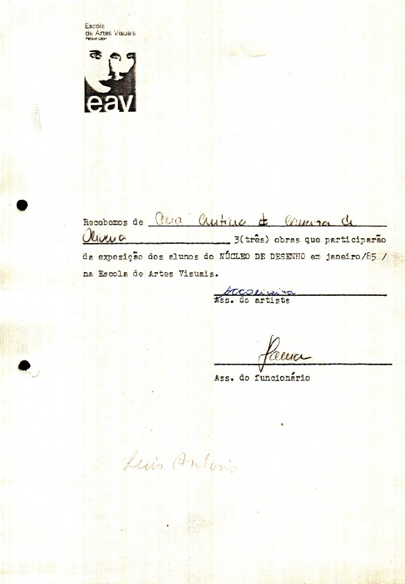 [Recibo de empréstimo de obras de Ana Cristina Carreira de Oliveira ...