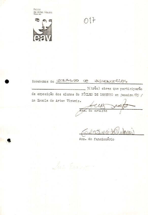 [ Recibo de empréstimo de obras de Leonardo de Vasconcellos ] – Acervo ...
