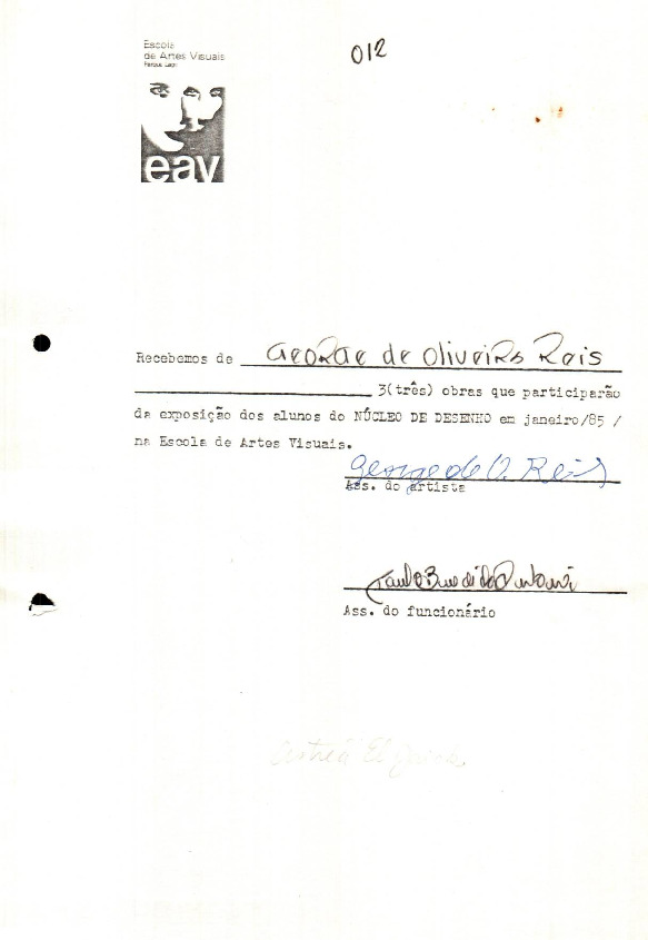 [Recibo de empréstimo de obras de George de Oliveira Reis] – Acervo ...