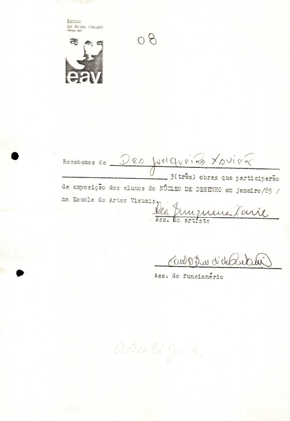 [Recibo de empréstimo de obras de Dea Junqueira Xavier] – Acervo ...